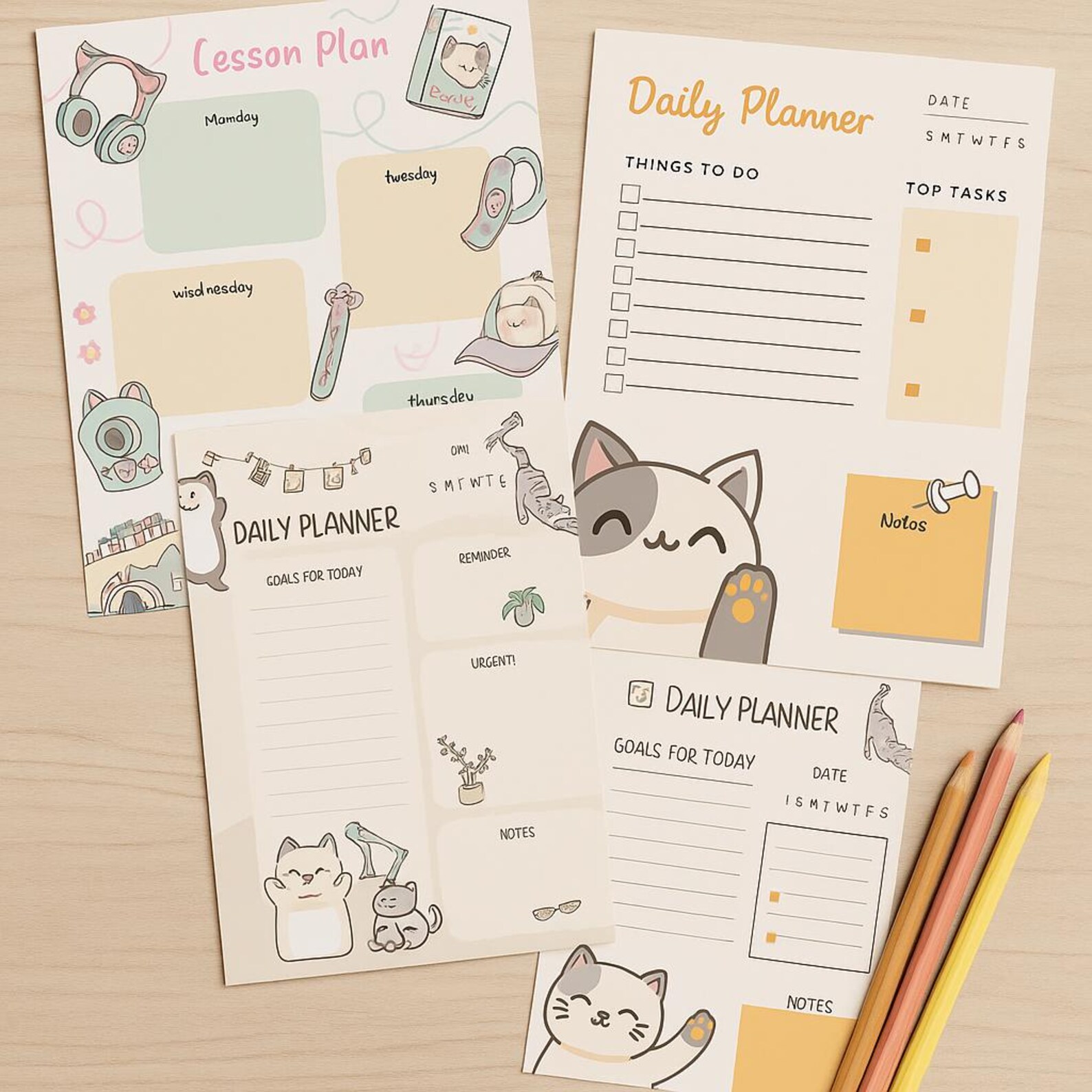 Purrfect Daily Planner for Kids – Cute Cat-themed Printable Planner ...
