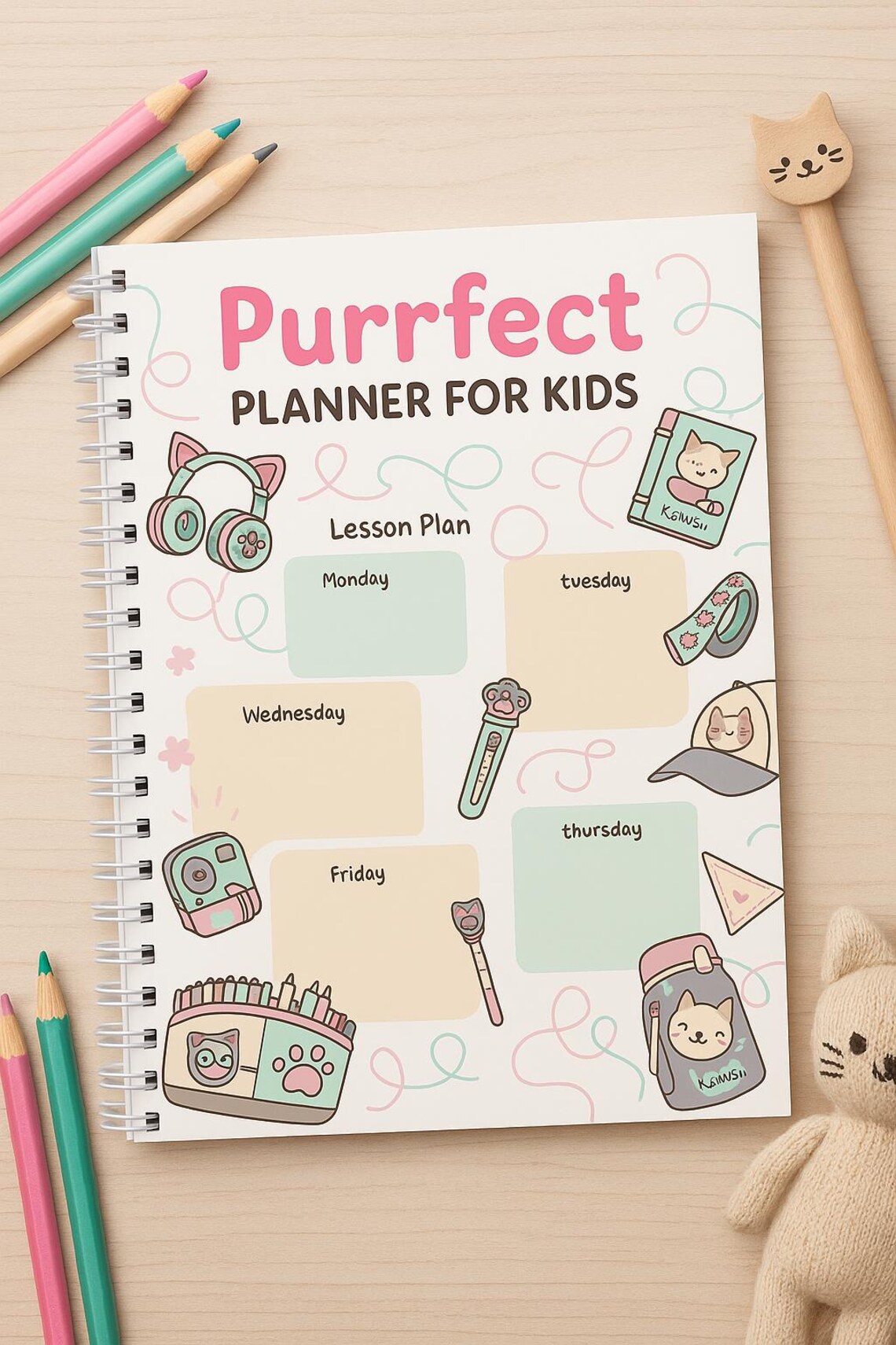 Purrfect Daily Planner for Kids – Cute Cat-themed Printable Planner ...