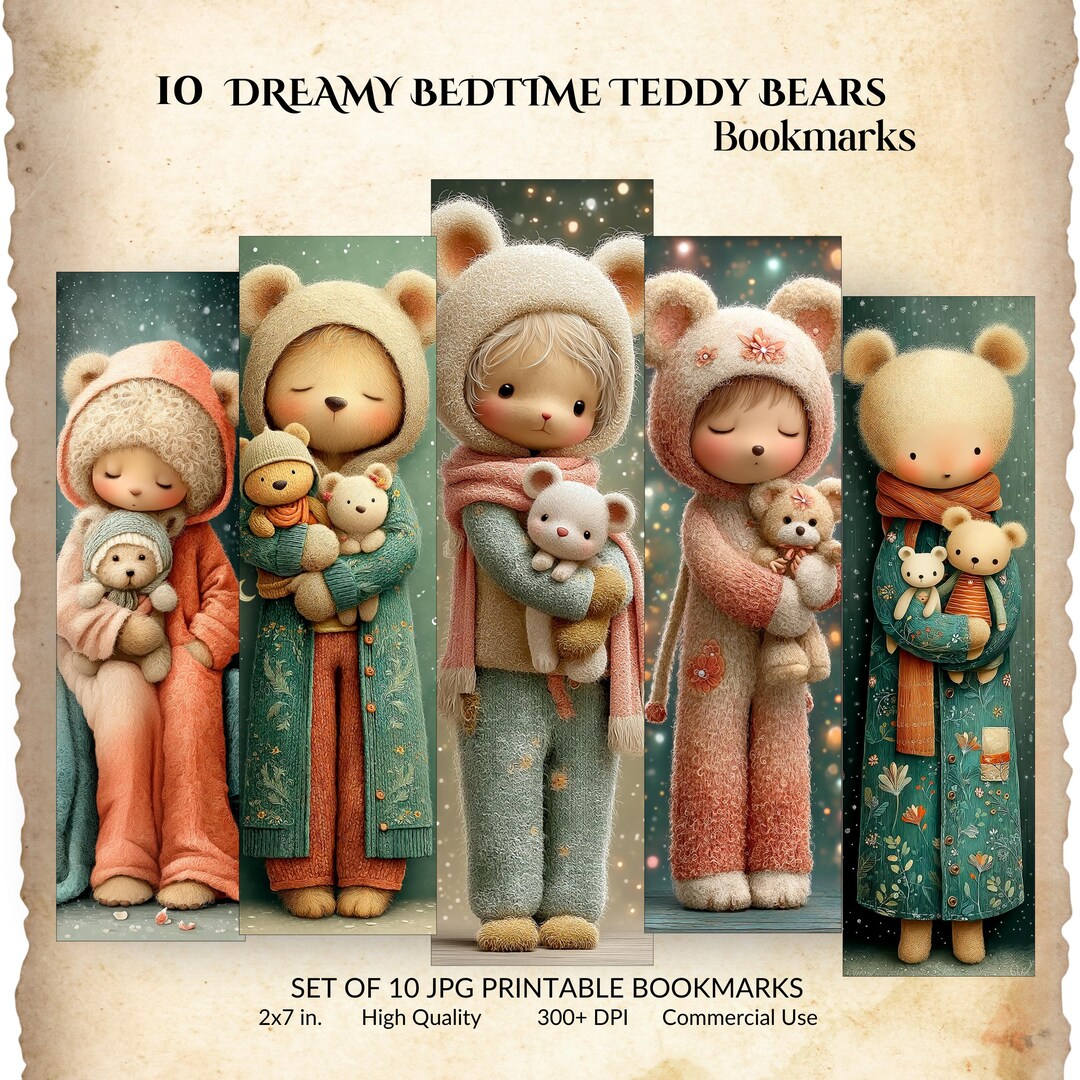 Teddy Bear Printable Bookmarks: Whimsical Bedtime Reading Gift (digital ...