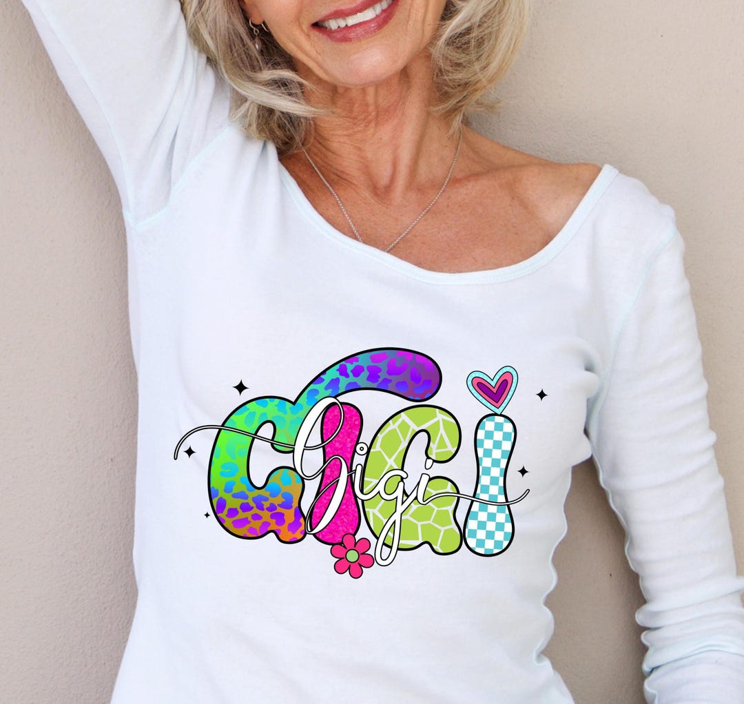 Colorful Retro Gigi PNG | Coquette Preppy Sublimation Design | Fun Gigi ...
