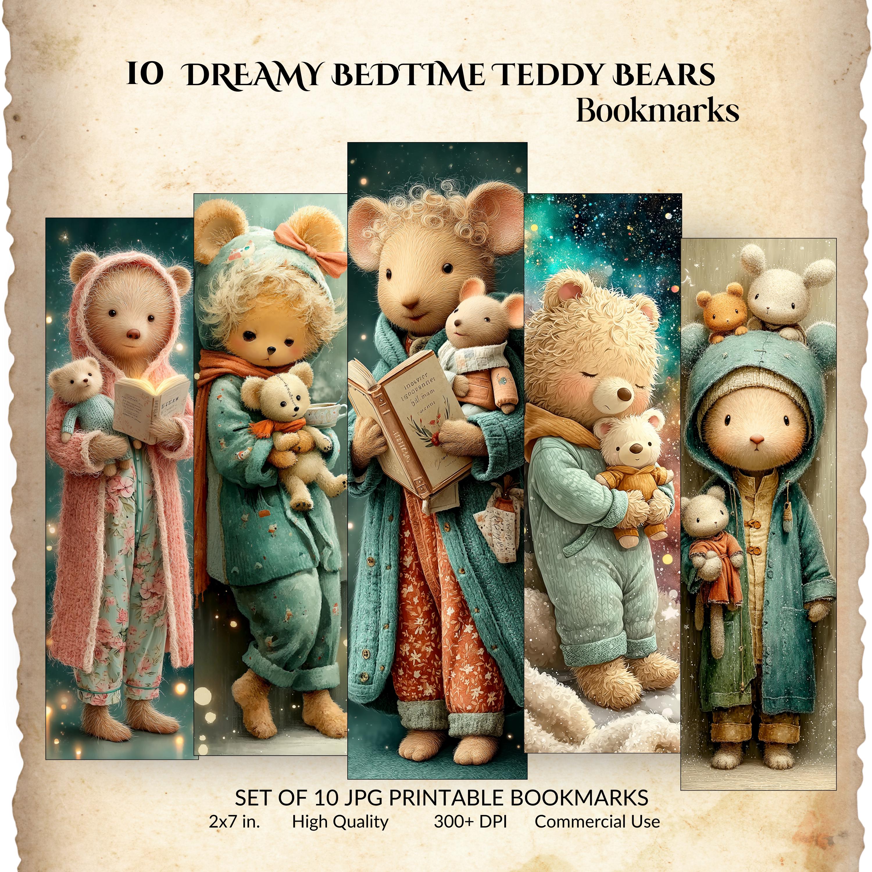 Teddy Bear Printable Bookmarks: Whimsical Bedtime Reading Gift (digital ...
