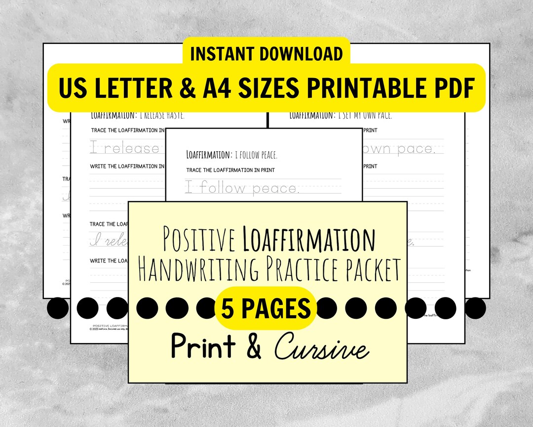 Affirmation Tracing Pages | Handwriting Practice Worksheet, Printable ...