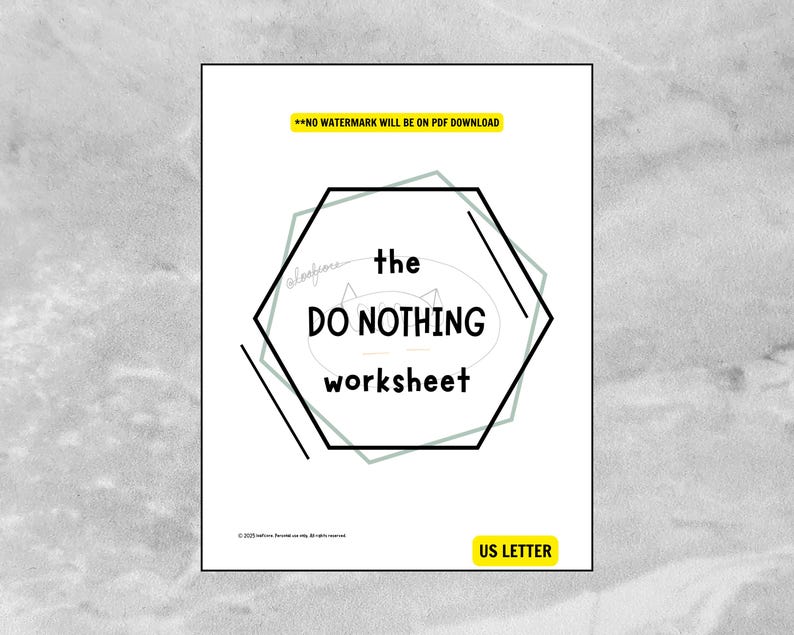 DO NOTHING Worksheet | Self-care Anti-hustle Printable + Instructions ...