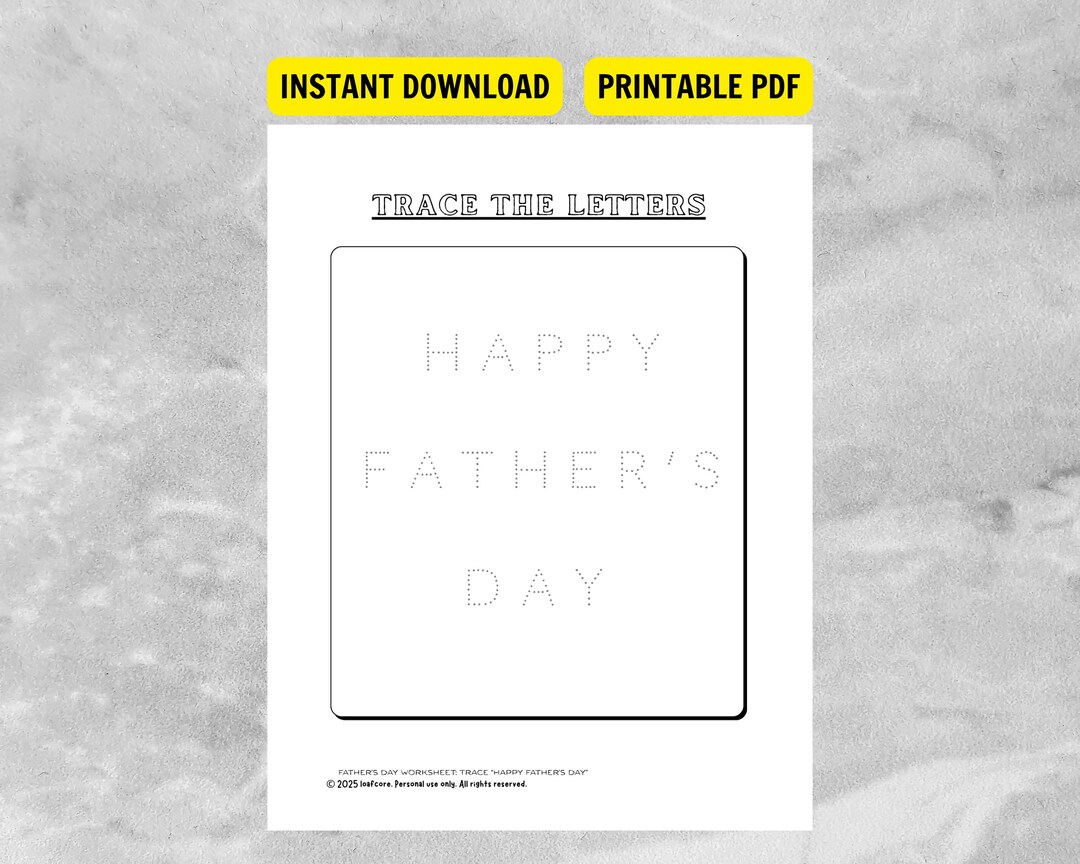 Happy Father's Day Tracing Printable, Father's Day Activity Page ...