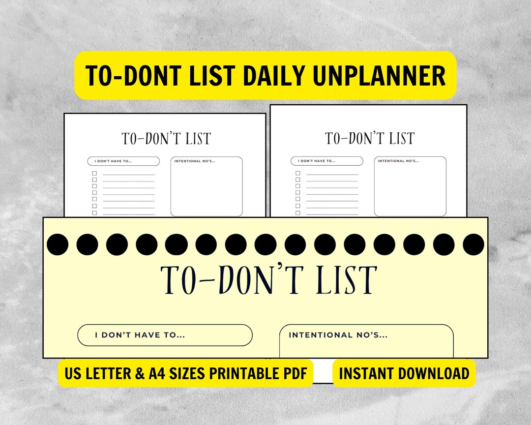 TO-DON'T List | Printable List, Task Tracker, Daily Routine, ADHD ...
