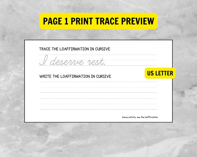 Affirmation Tracing Pages | Handwriting Practice Worksheet, Printable ...