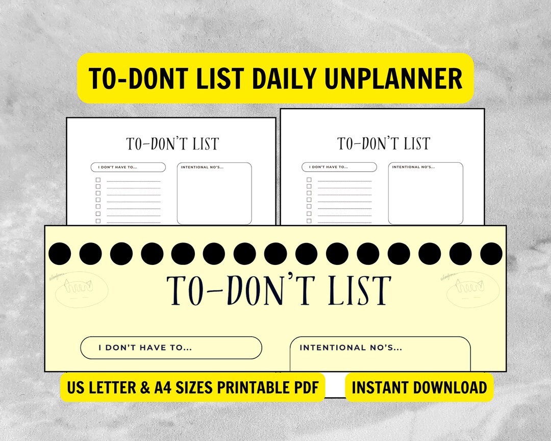 TO-DON’T List | Printable Task Tracker, Daily Routine, ADHD Planner ...
