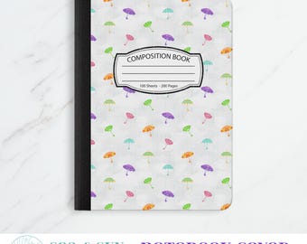 Rainy Day Notebook - Watercolor Raindrops and Umbrellas Hardcover ...
