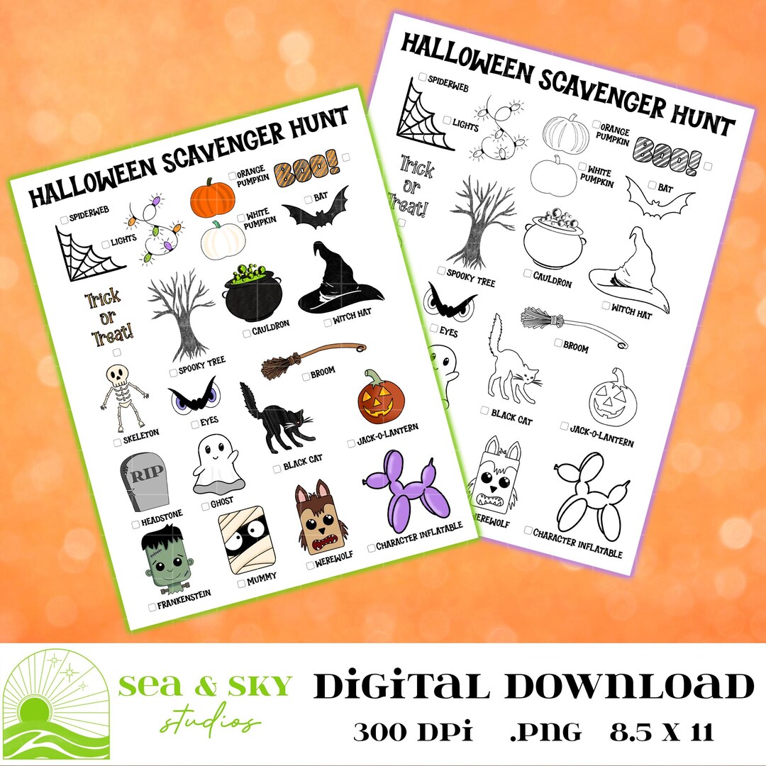 Printable Halloween Scavenger Hunt, Coloring Page, Halloween Family and ...