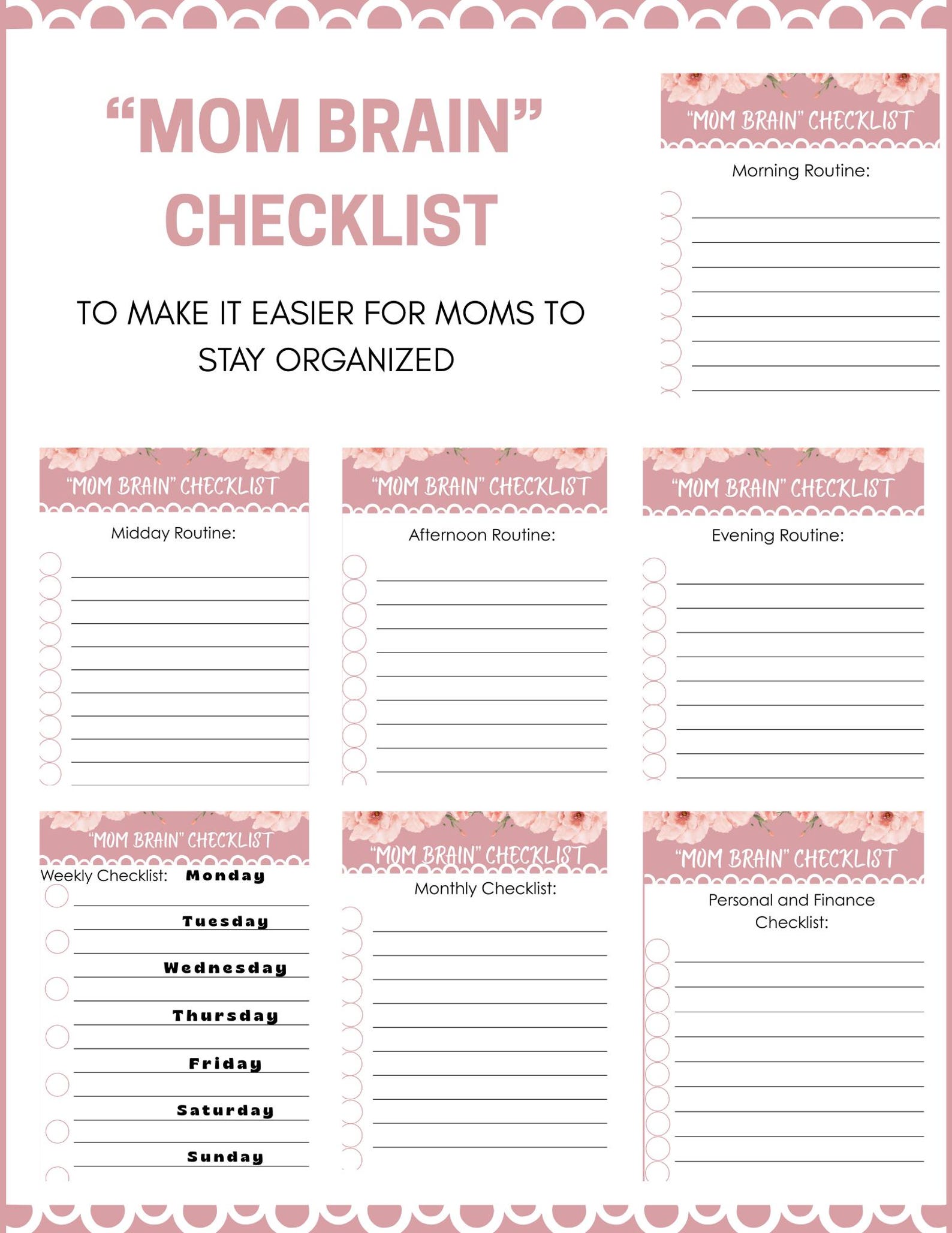 Mom Brain Checklist | Printable To-do List, New Mom Organizer (PDF) - Etsy