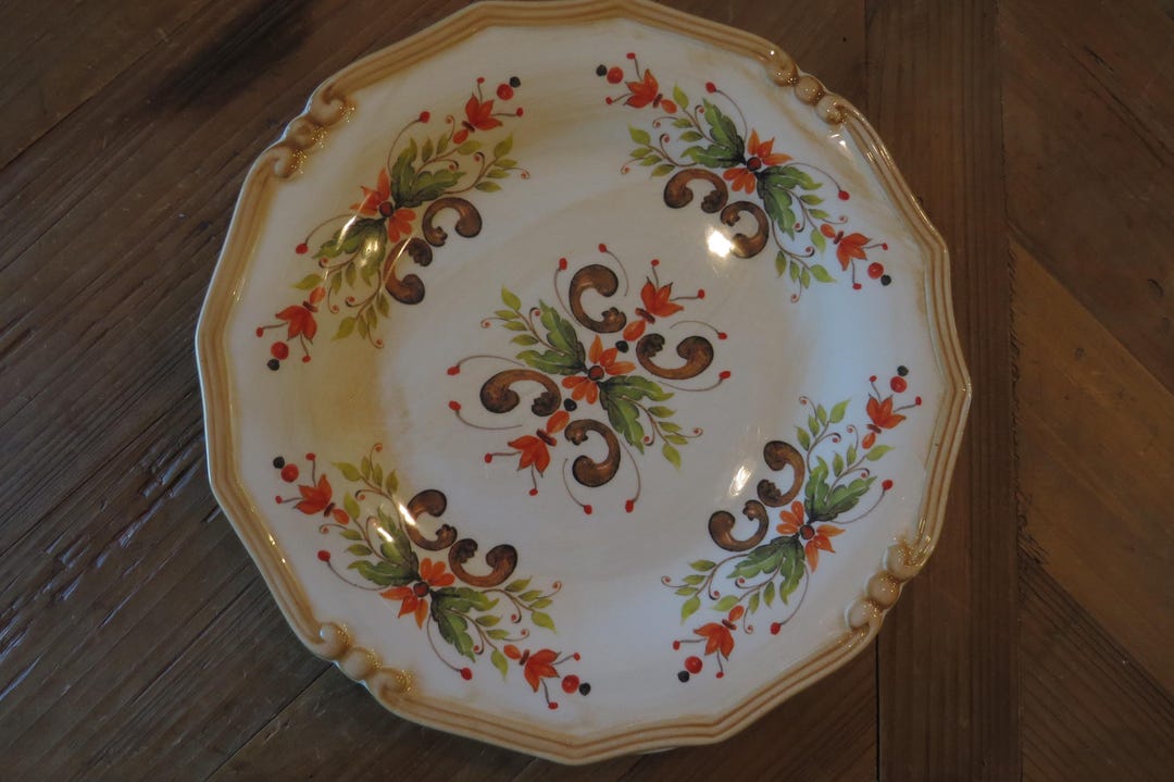 White and Orange Patterned Plate - Etsy