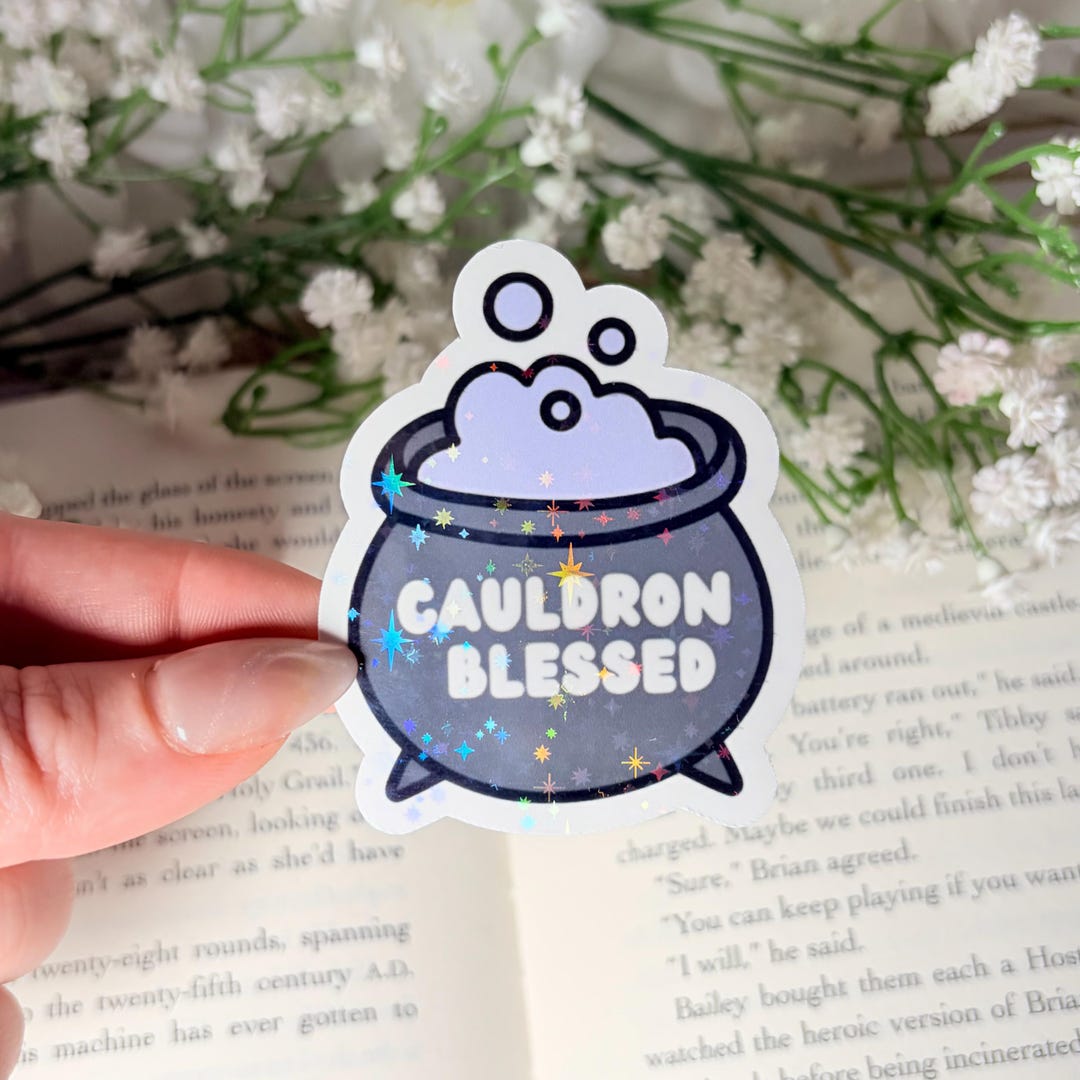 Cauldron Blessed Sticker, Star Finish, Laminated - Etsy