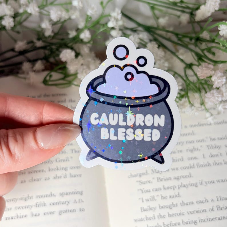 Cauldron Blessed Sticker, Star Finish, Laminated - Etsy