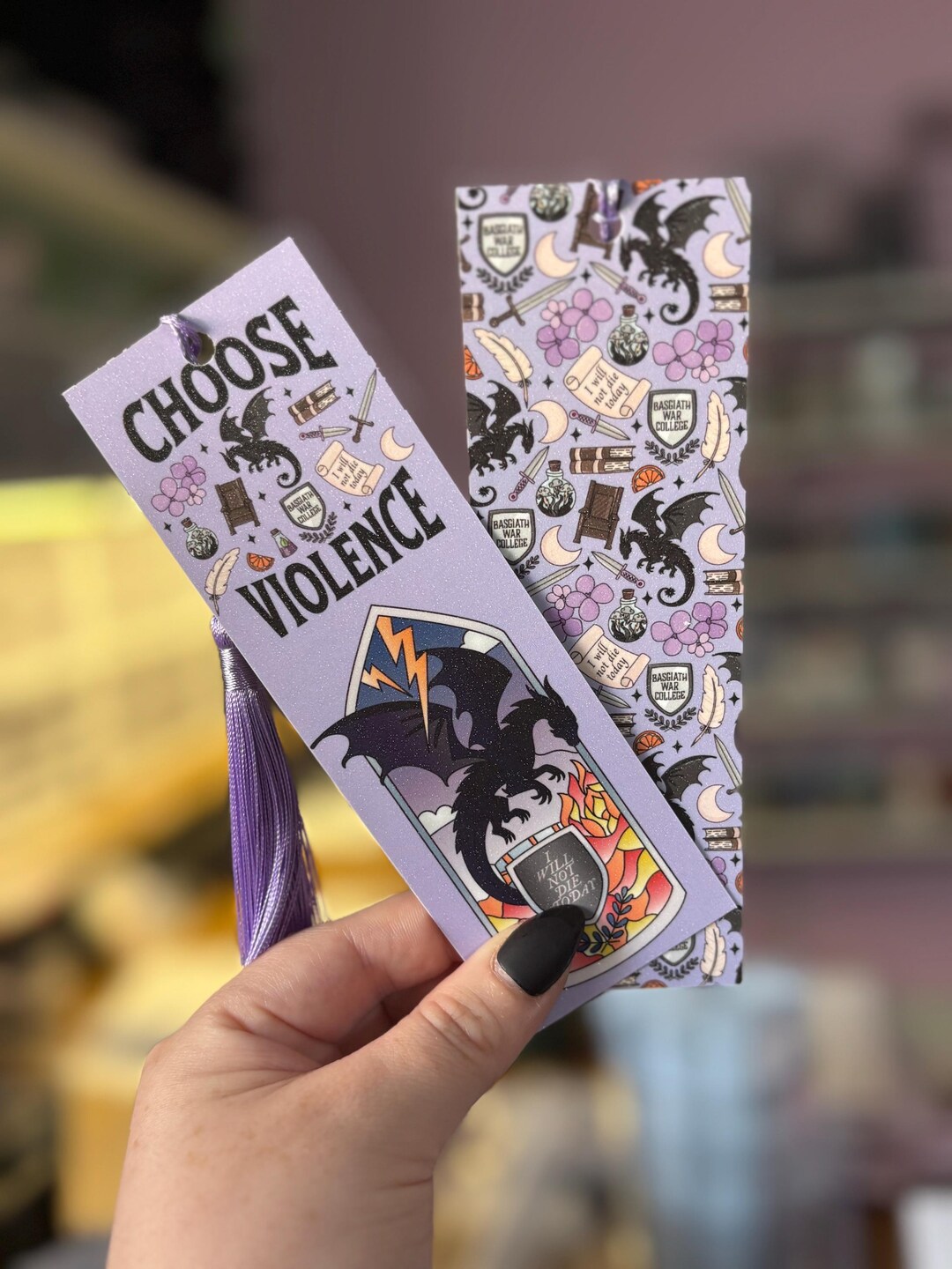 Fourth Wing Choose Violence Bookmark – 2x6 Pre-tasseled Bookish ...