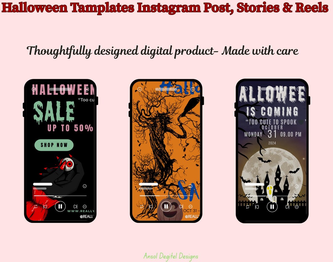 Spooky Halloween Social Media Bundle for Posts and Stories - Etsy