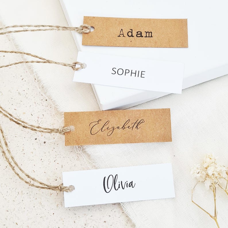 Small Personalised Name Tags, Wedding Favour Tags, Mini Name Tags ...