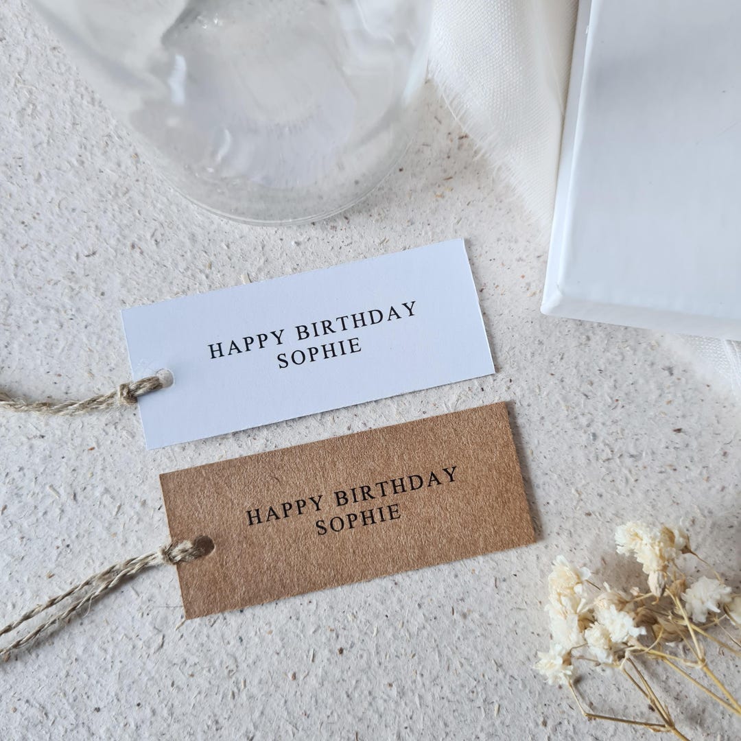Birthday Gift Tags, Personalised Mini Name Tags, Small Tags, Kraft ...