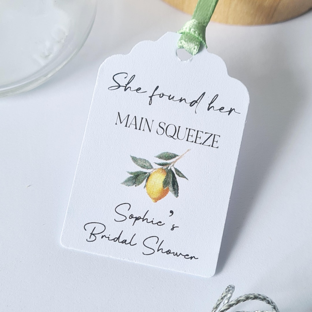 She Found Her Main Squeeze Bridal Shower Favour Tags, Hen Party Tags ...