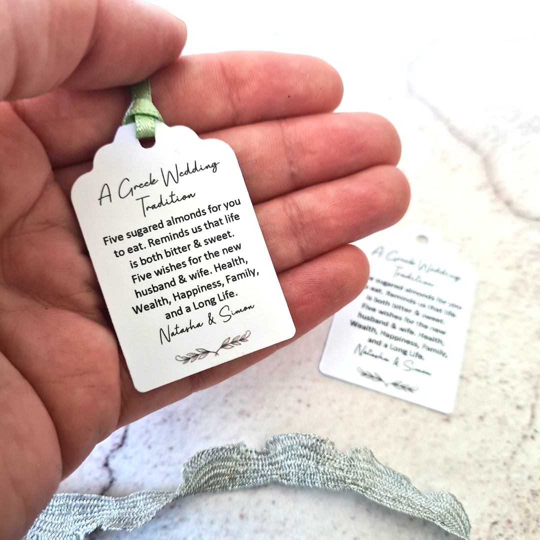 Greek Tradition, Jordan Almonds Favour Tags, Almond Wedding Favours ...