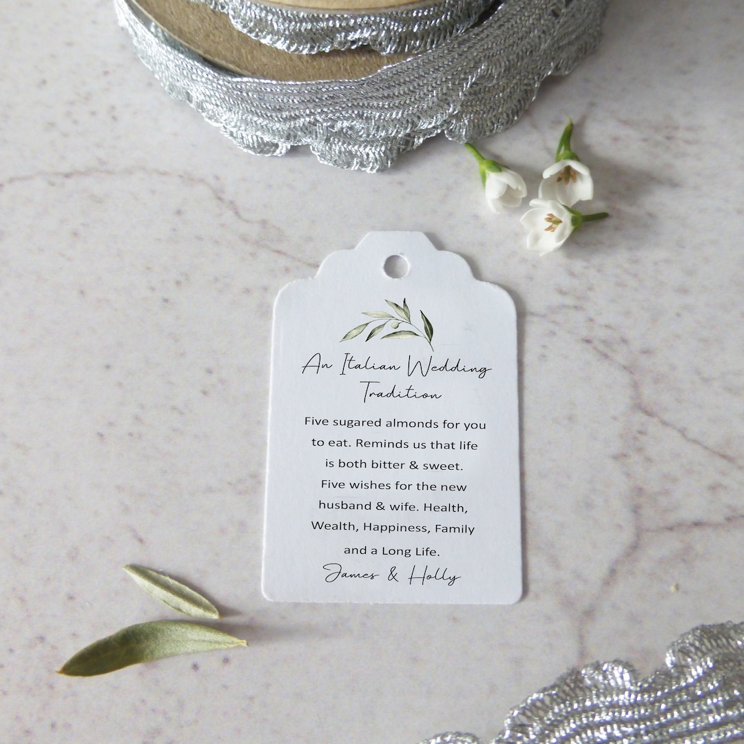 Sugared Almonds Favour Tags, Italian Wedding Tradition Favour Tags ...