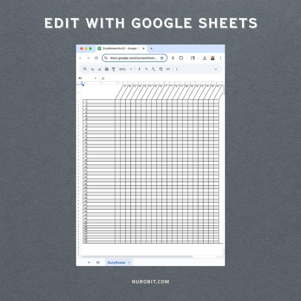Printable Blank Item Tracker and Duty Roster Spreadsheet. Printable PDF ...