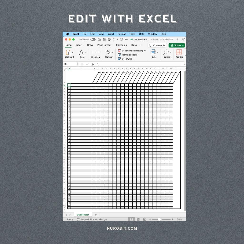 Printable Blank Item Tracker and Duty Roster Spreadsheet. Printable PDF ...