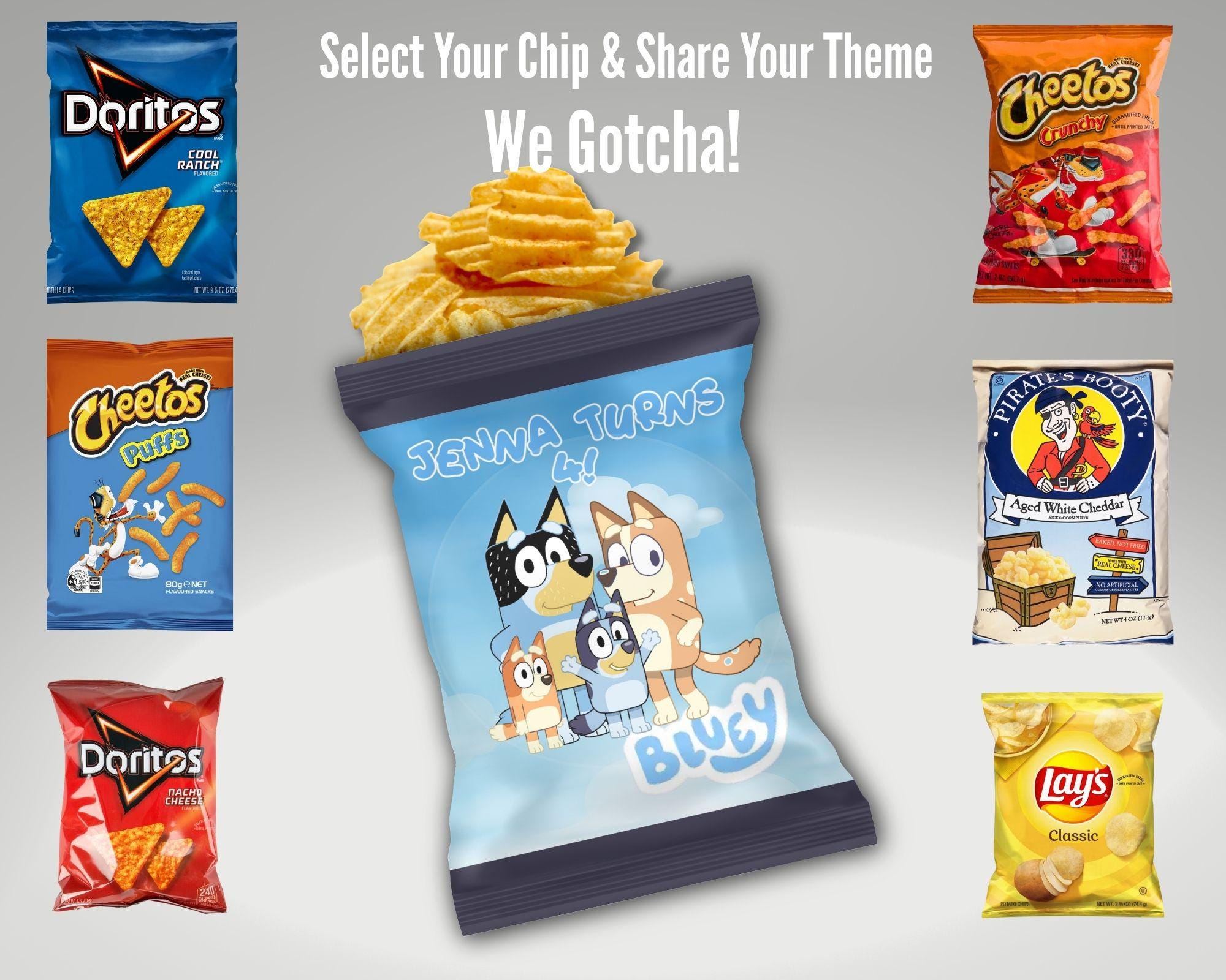 Personalized Bluey Chip Bags: Custom Birthday Party Favors (set of 12 ...