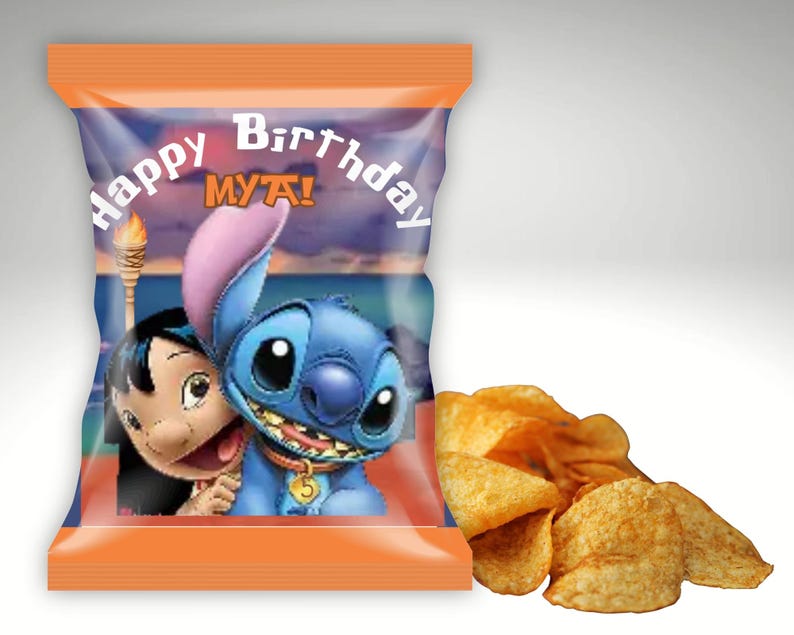 Lilo Stitch Birthday Chip Bags – Fun Purple Design – Custom Party ...