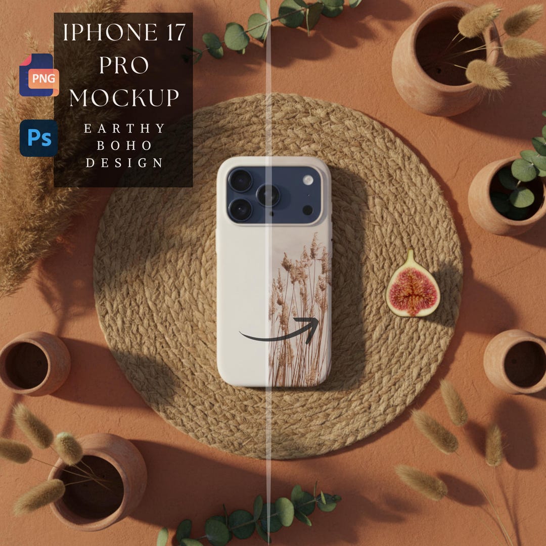 IPhone 17 Pro (blue) Case Mockup |earthy Boho Design |nature Inspired ...