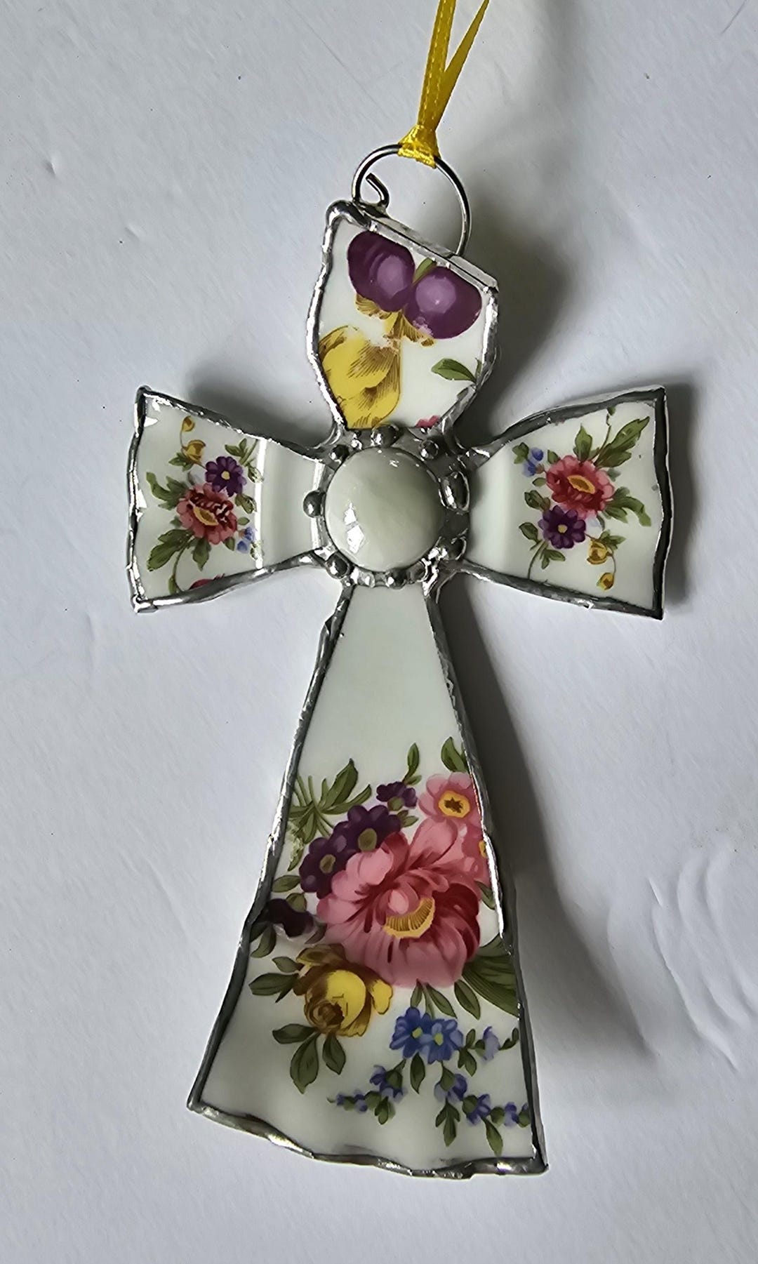 Christian Wall Art Suncatcher Glass Broken China Cross - Etsy