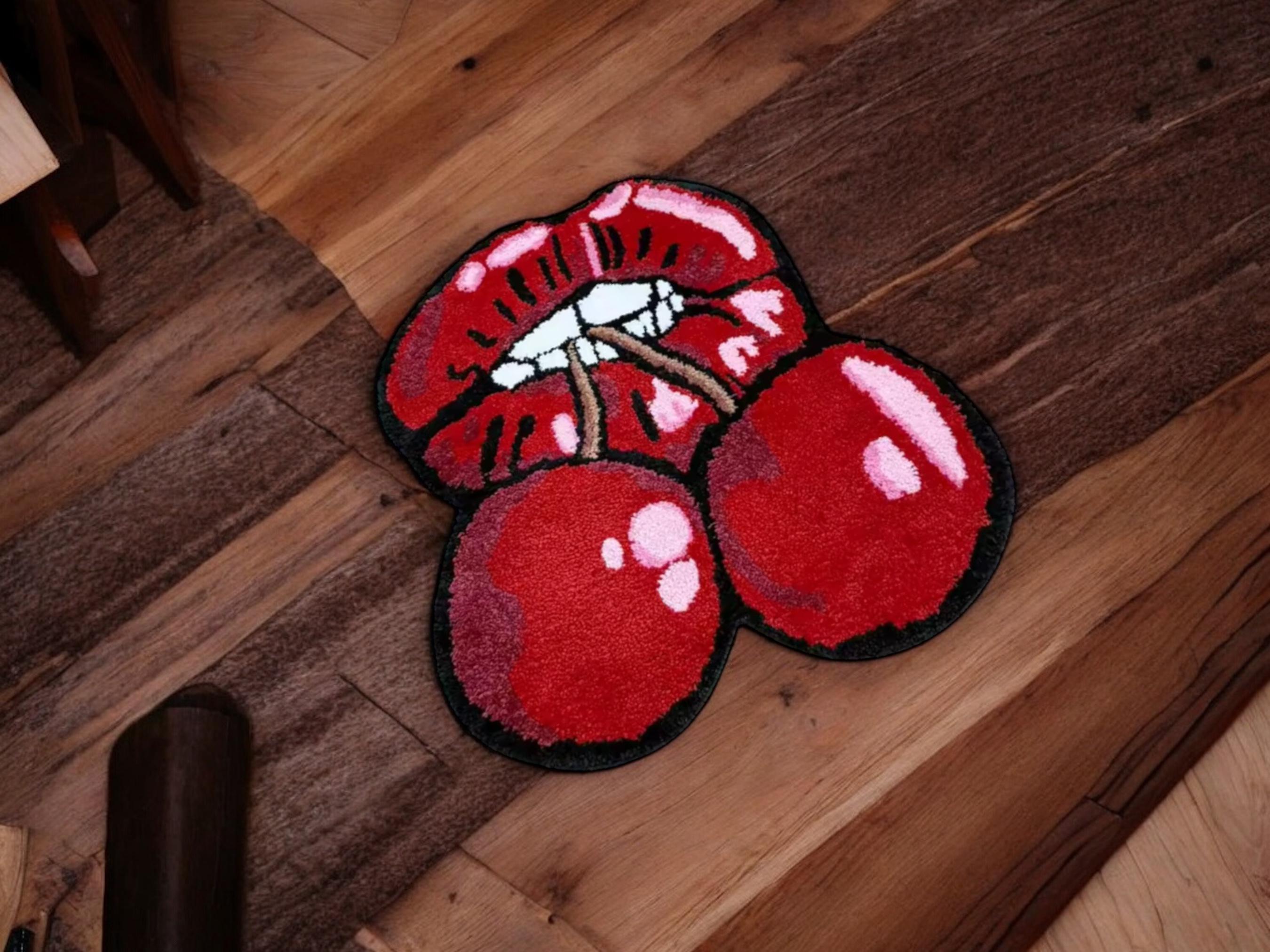 Cherry Red Lips Rug – Handmade Creative Floor Mat, Non-slip Decorative ...