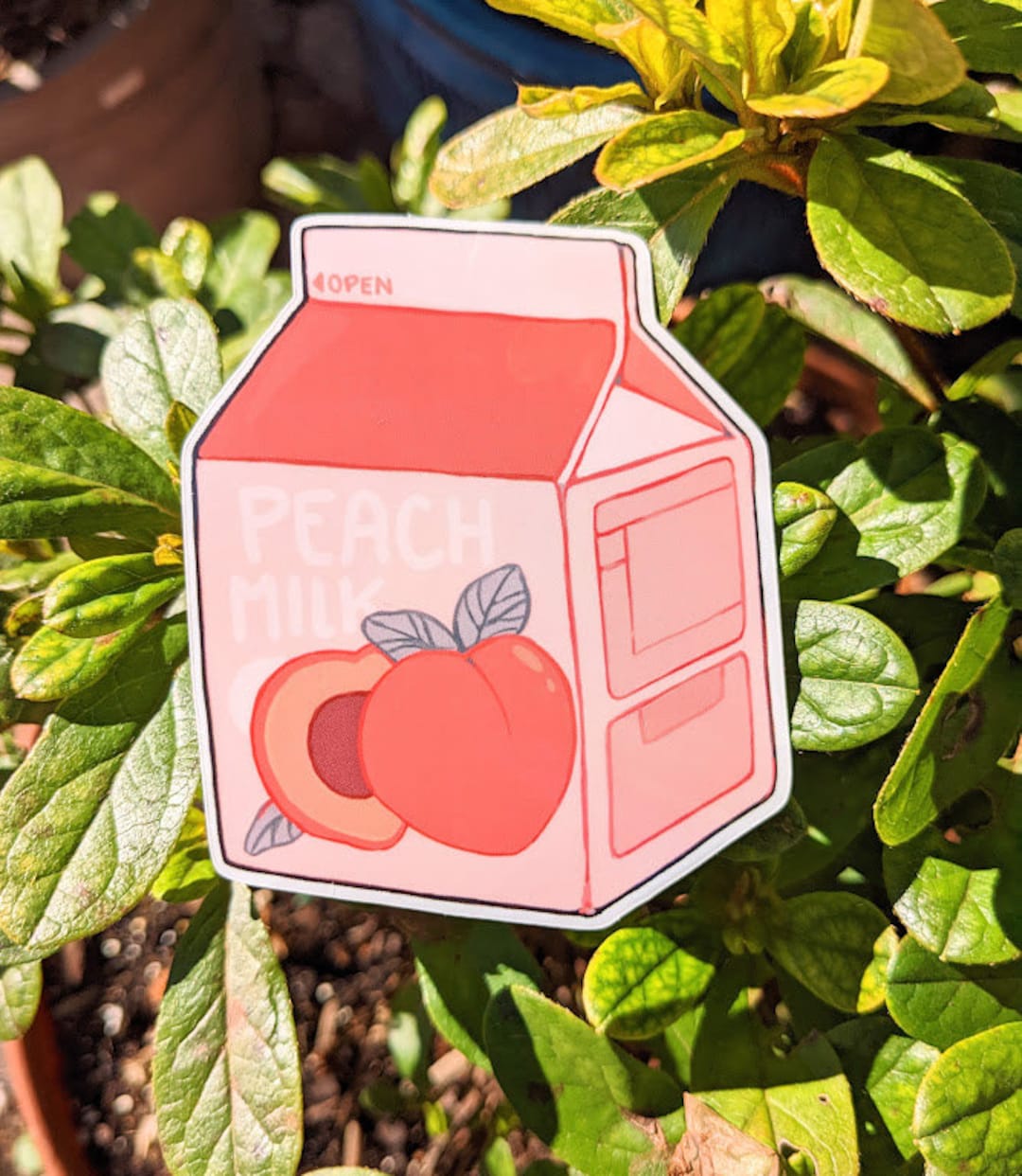 Peach Milk Sticker - Aesthetic Fruit Milk Vinyl Waterproof Large ...