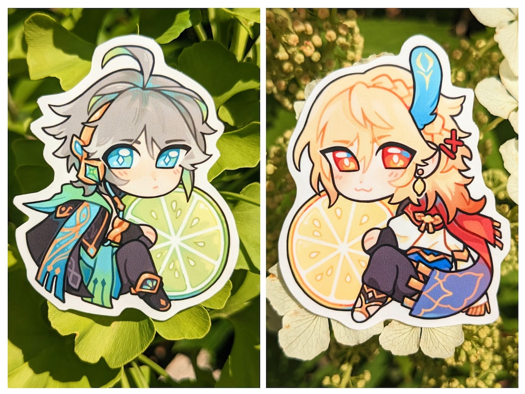 Kaveh & Al Haitham Stickers - Lemon/lime Genshin Impact Glossy Vinyl ...