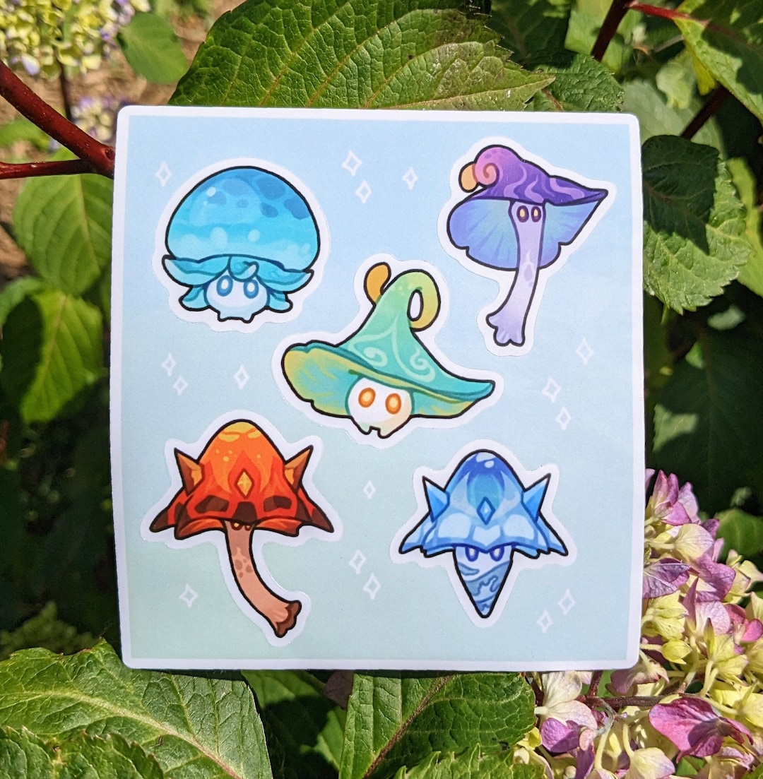 Fungi Sticker Sheet - Genshin Impact Mushroom Vinyl Sticker Sheet - Etsy