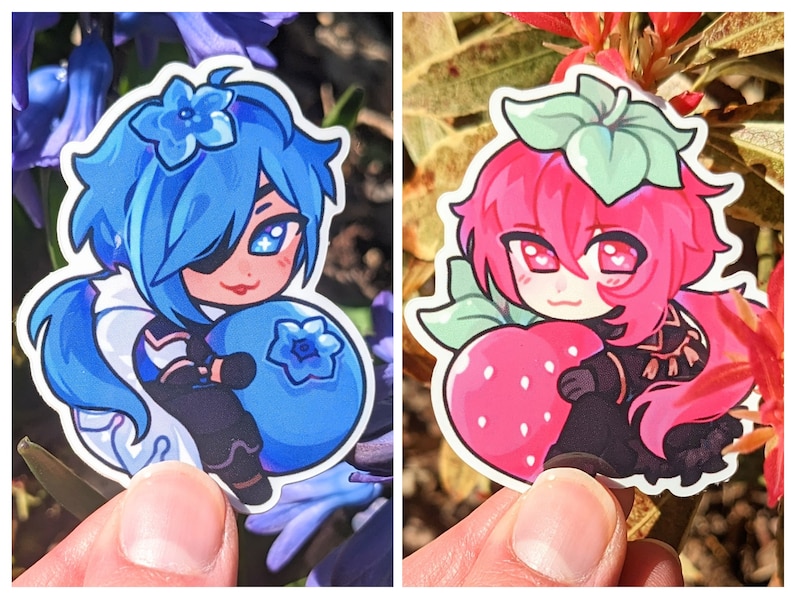 Diluc & Kaeya Stickers - Strawberry/blueberry Genshin Impact Glossy ...
