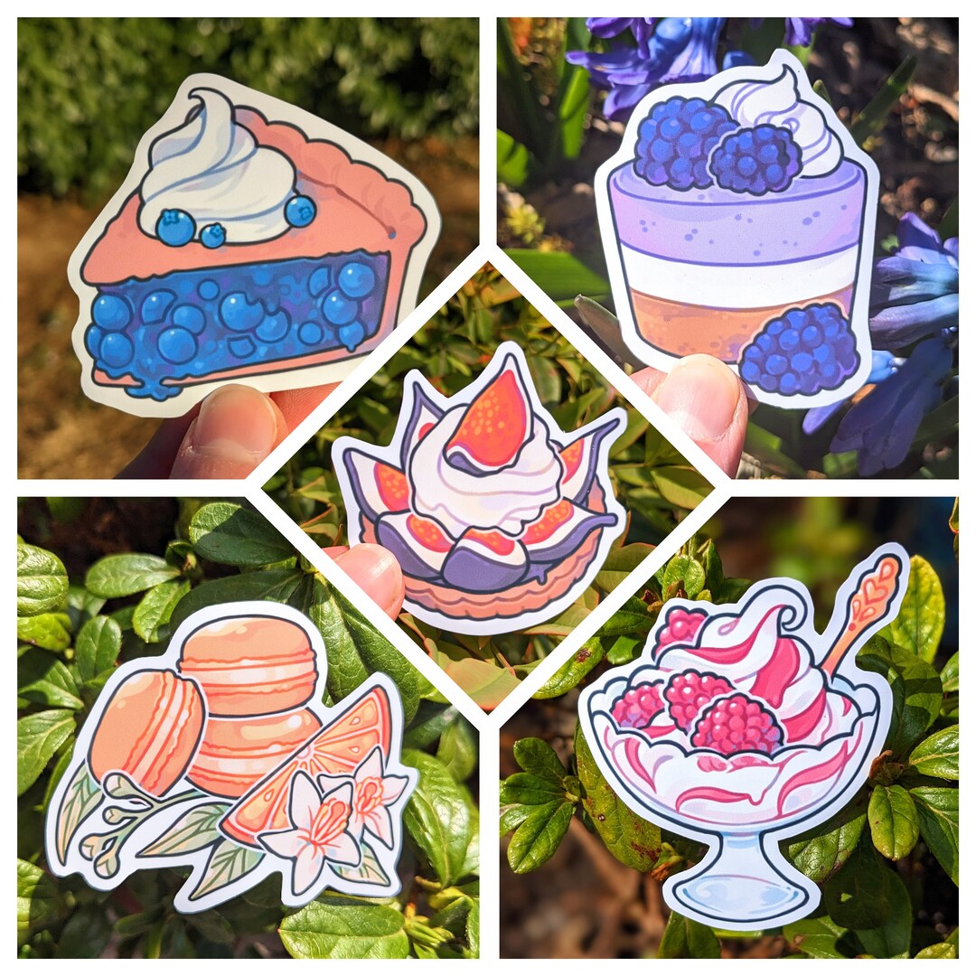 Dessert Stickers - (blueberry Pie, Raspberry Ice Cream, Blackberry ...