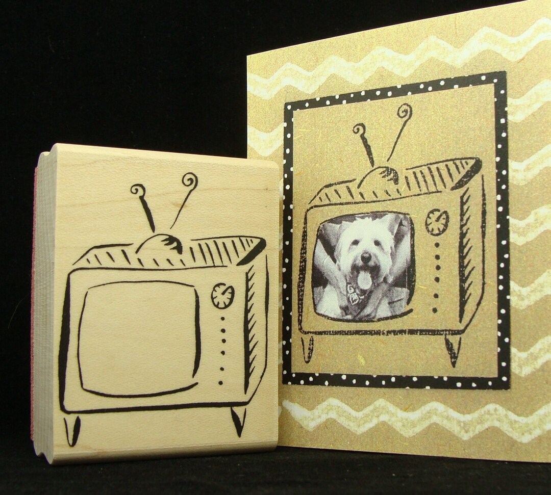 Retro TV Rubber Stamp - Etsy