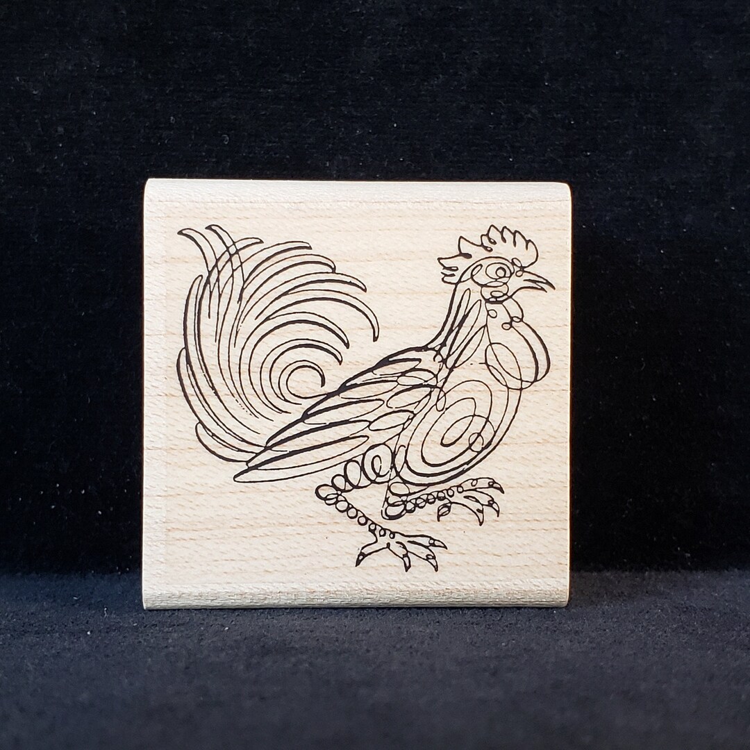 Calligraphy Chicken Rubber Stamp - Etsy