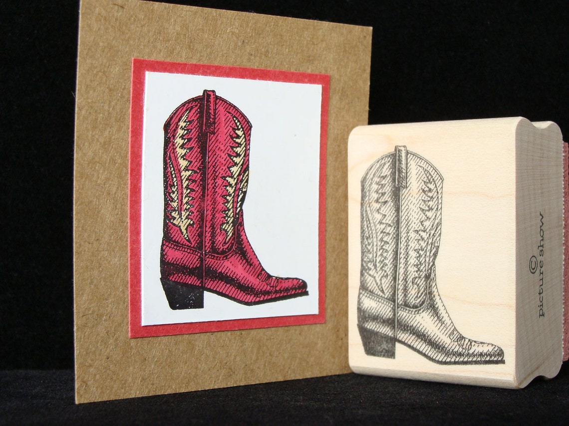 Cowboy Boot Rubber Stamp - Etsy
