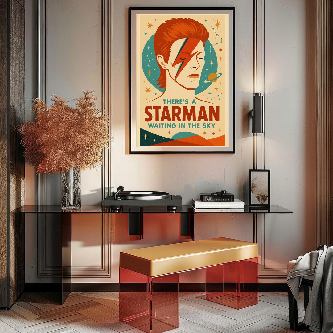 Starman Poster David Bowie Digital Print Ziggy Stardust Wall Art Retro