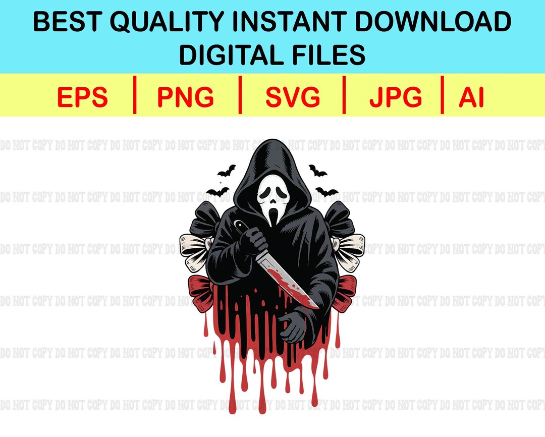 Creepy Slasher Knife PNG | Horror Mask SVG | Scary Bloody Halloween ...