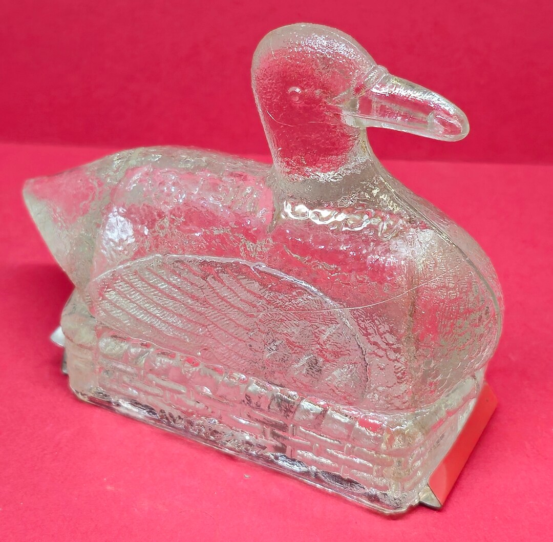 Vintage Glass Candy Container Duck on Basket E & A 198 Circa 1920 ...