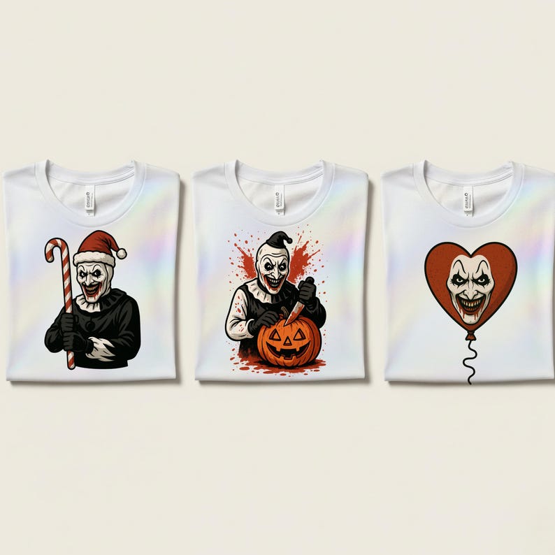 Creepy Terrifier Clown Clipart Bundle, Horror Movie Valentine PNG , PNG ...