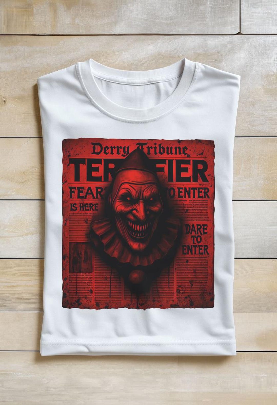 Creepy Clown PNG| Horror Newspaper Print | Red Gothic Grunge Digital ...
