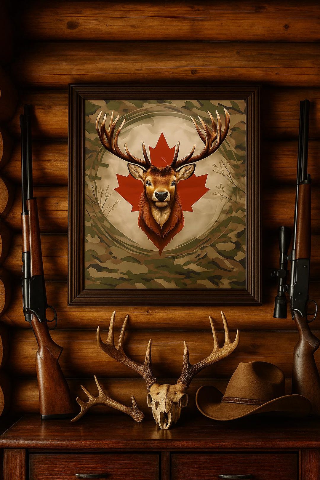 Deer With Maple Leaf Digital Art, Canada Wildlife Wall Art, Nature ...