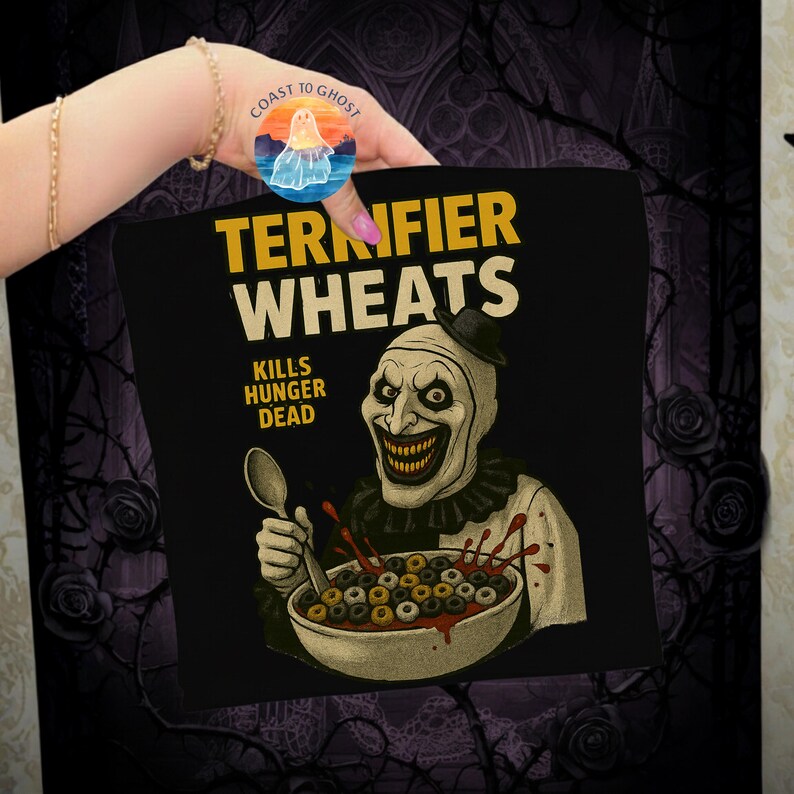 Terrifier, Kills Hunger Dead PNG, Scary Clown, Cereal Box Parody, Retro ...
