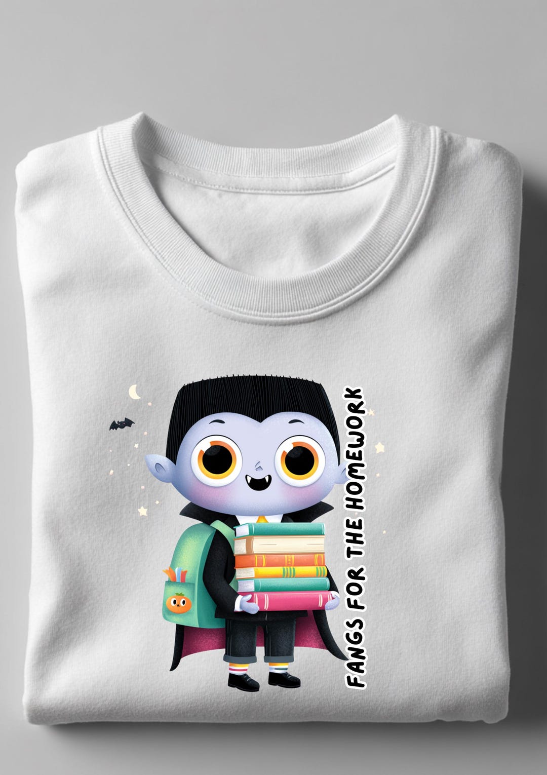 Vampire Student Clipart – Cute Vampire Child With Books & Bat ...
