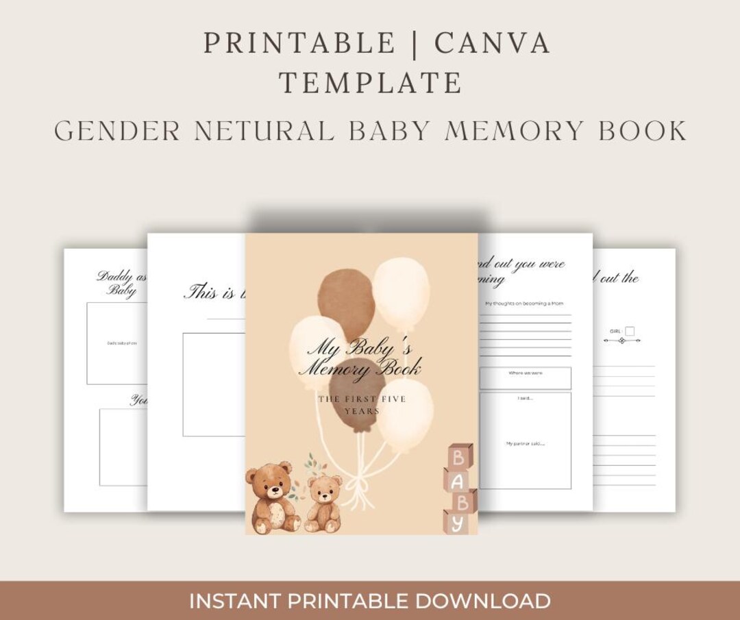 Baby Memory Book, First 5 Years Keepsake Journal ,printable Baby ...