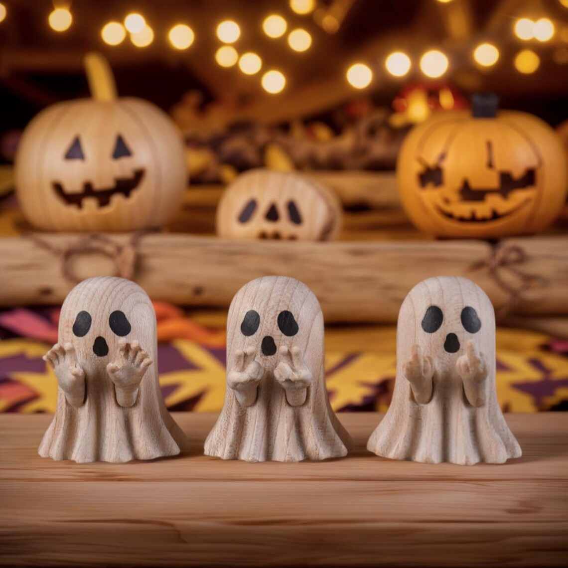 Maple Wood Ghost Desk Decor: Interchangeable Magnetic Fingers - Etsy
