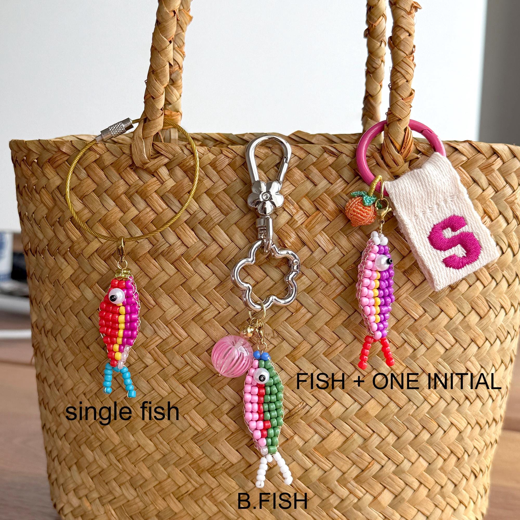 Custom Beaded Fish Keychain With Personalized Embroidery Initials, Fish ...